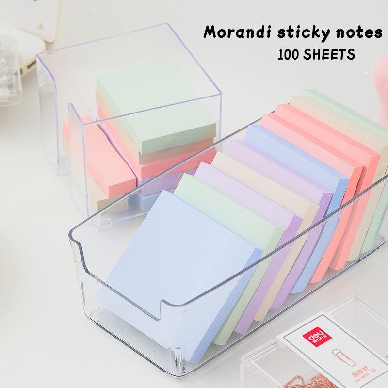 Jual 100 Lembar Morandi Color Sticky Note Memo Label Sticker Bookmark ...