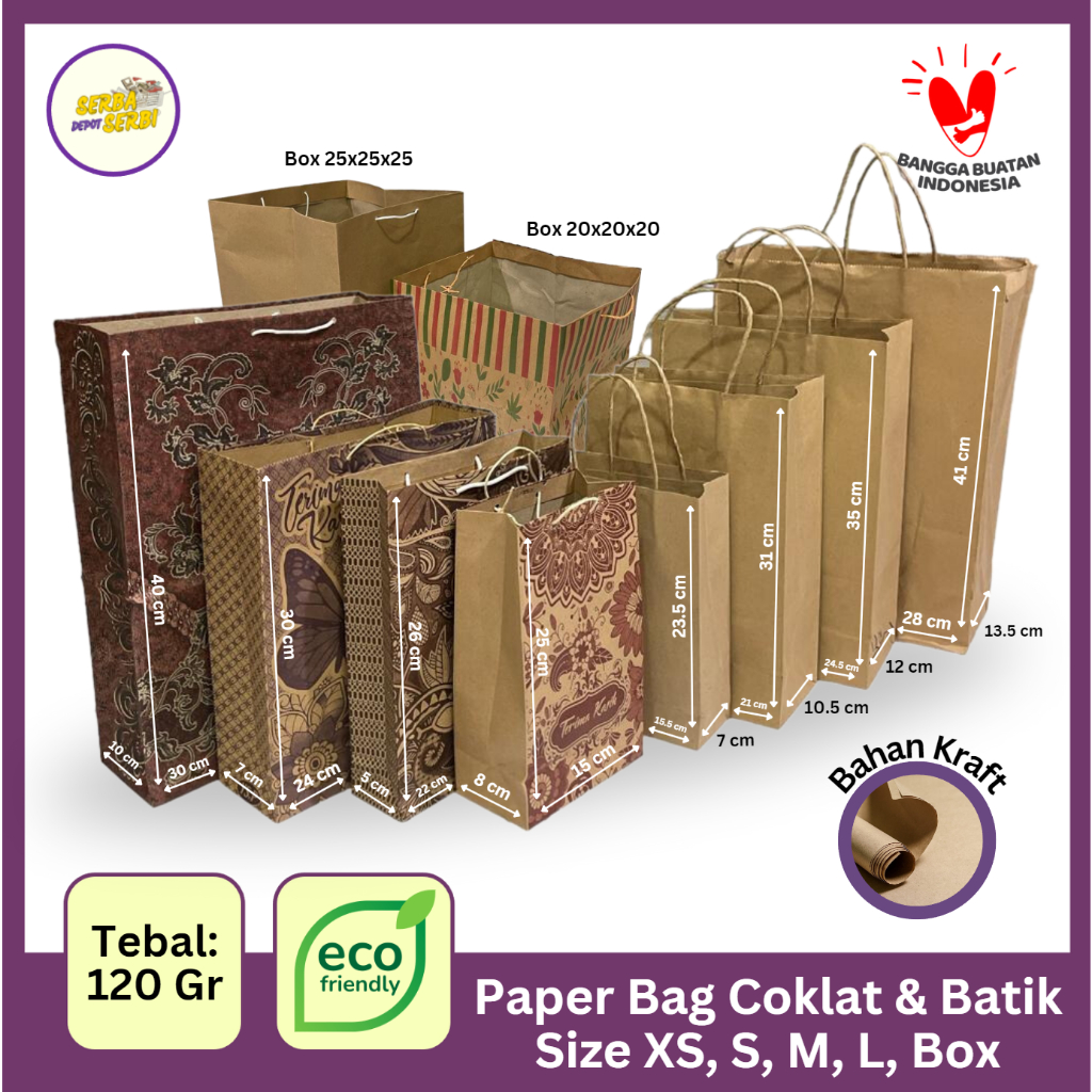 Jual Paper Bag Coklat Motif Batik 125 Gr Bahan Kraft Craft All Size ...