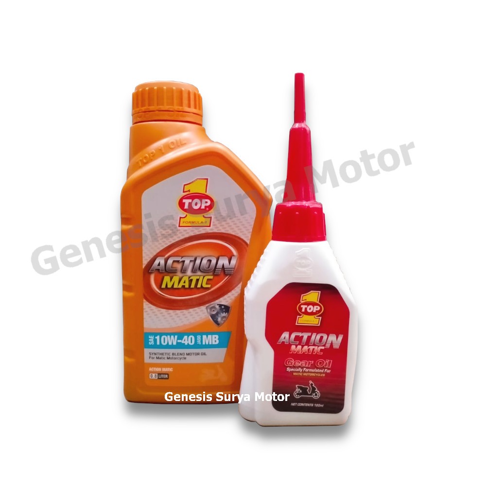 Jual Oli Top1 Action Matic 10W40 0,8L paket Oli Gear Top1 120ml ...
