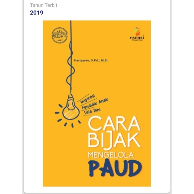 Jual ORI buku CARA bijak mengelola PAUD edisi terbaru penerbit esensi | Shopee Indonesia