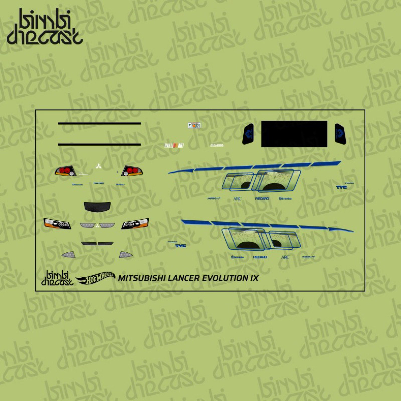 Jual Decal Hotwheels Mitsubishi Lancer Evo 9 Fast Furious Brian O ...