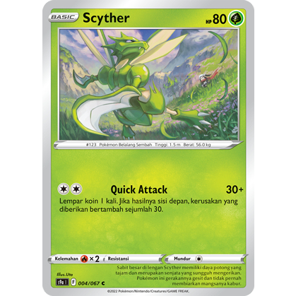 Jual POKEMON TCG INDONESIA SCYTHER S9A 004/067 | Shopee Indonesia