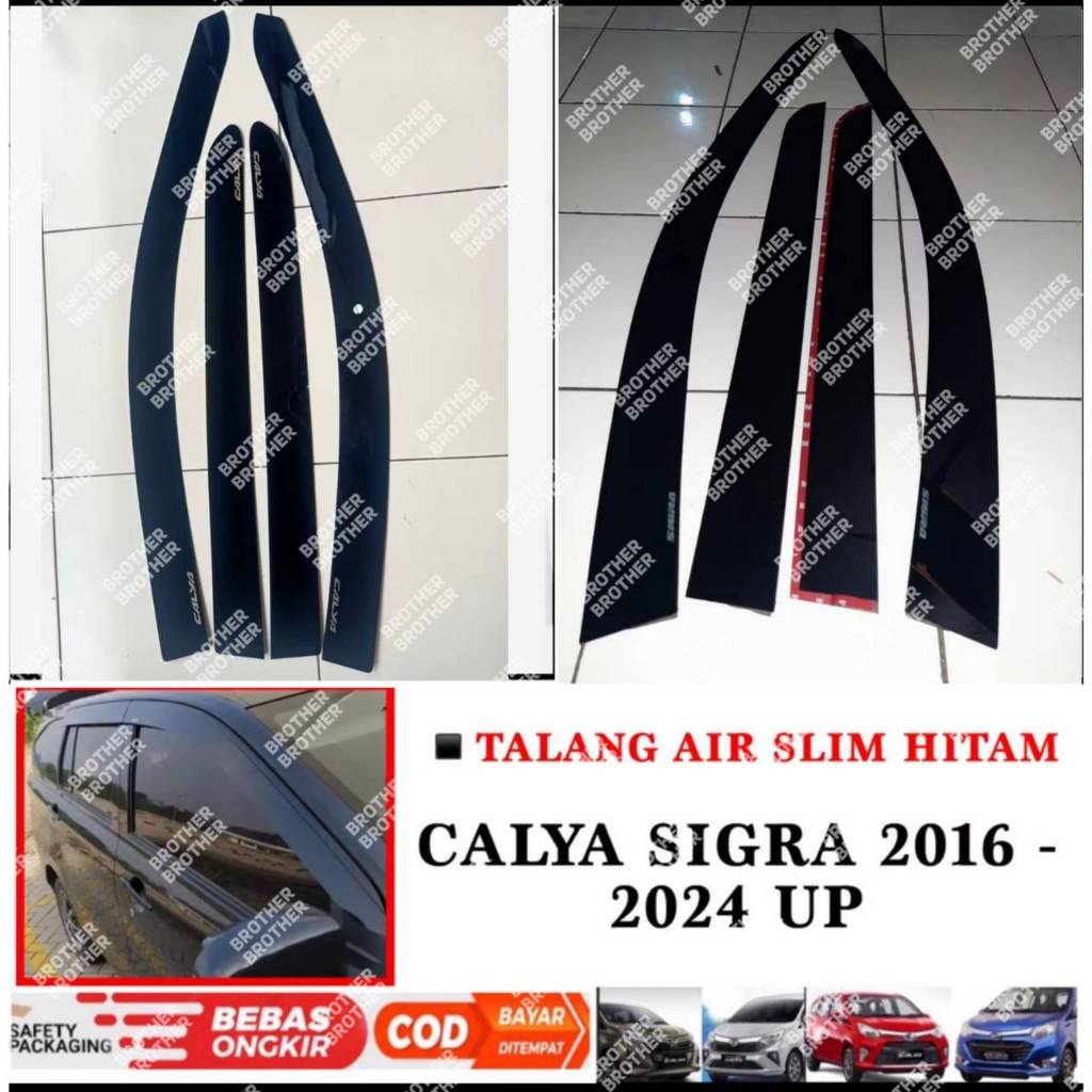 Jual Talang Air Calya Sigra 2016 2019 2023 2024 UP Side Visor Slim Hitam | Shopee Indonesia