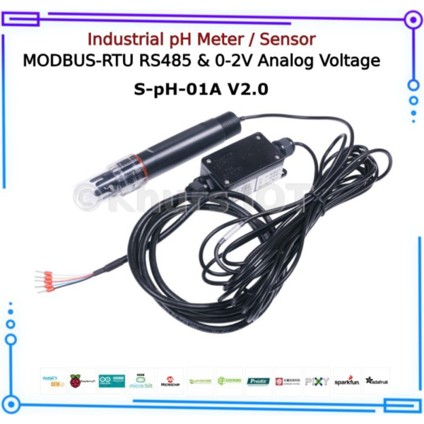 Jual Industrial pH Meter / Sensor MODBUS-RTU RS485 0-2V Analog Voltage ...