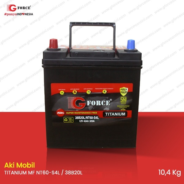 Jual G Force Aki Mobil Titanium MF NT60-S4L/38B20L 45AH 12V | Shopee ...