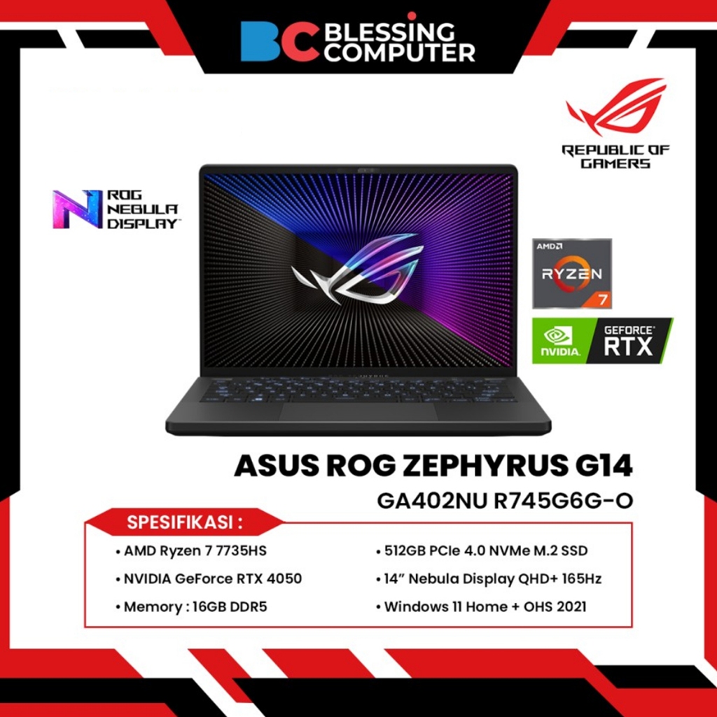 Jual ASUS ROG ZEPHYRUS G14 GA402NU R745G6G-O Ryzen 7 7735HS 4050 A ...