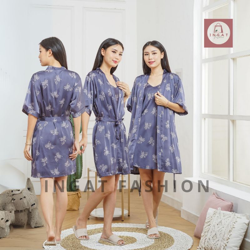 Jual KIMONO DASTER SATIN MOTIF 2 IN 1 BAJU TIDUR SATIN KIMONO-6000C ...