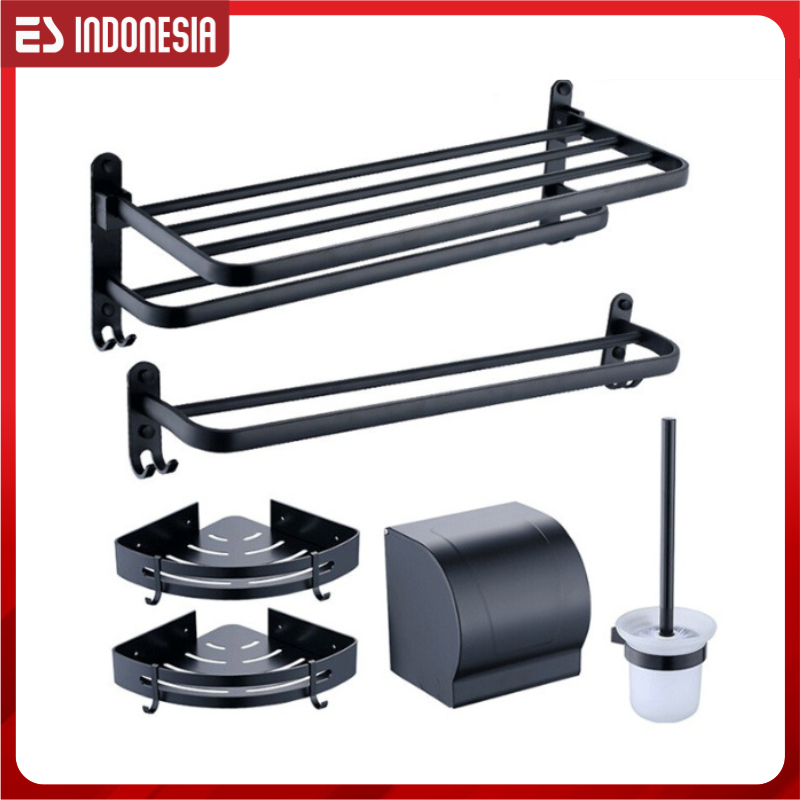 Jual ESIndo Set Rak Kamar Mandi Dan Peralatan Kamar Mandi Hitam Sikat ...