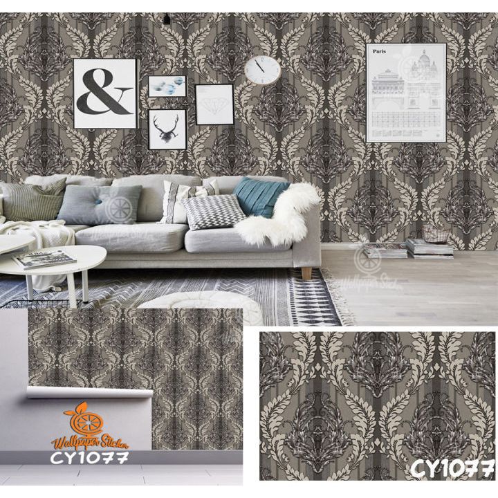 Jual Wallpaper Sticker Dinding Batik Hitam Silver-CY1077 | Shopee Indonesia