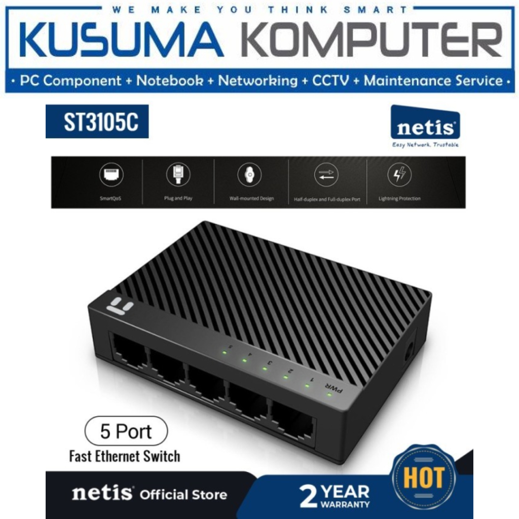 Jual NETIS ST3105C 5 Port RJ45 100M Fast Ethernet Switch | Shopee Indonesia