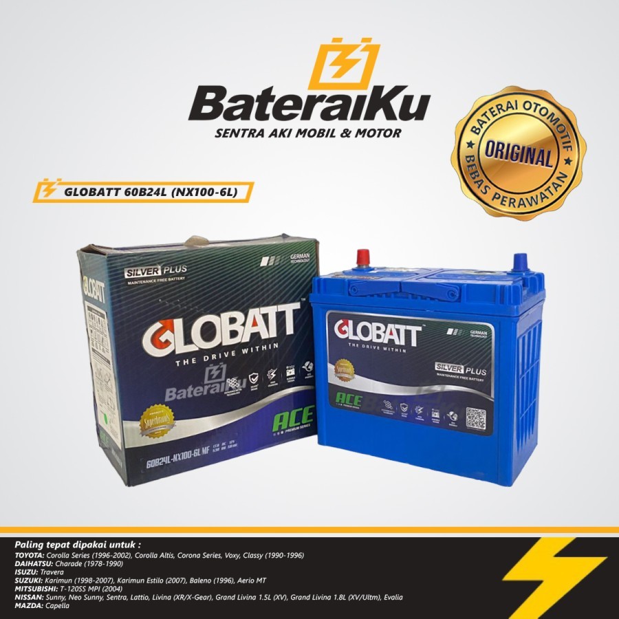 Jual Aki Mobil Globatt NX100-6L Aki Kering Untuk Grand Livina, Evalia, Voxy | Shopee Indonesia