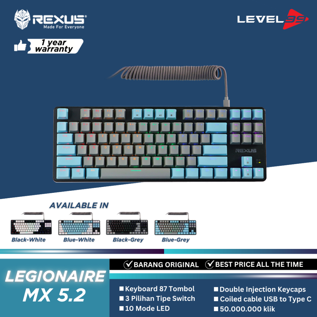 Jual Rexus MX5.2 Finale Mechanical Gaming Keyboard TKL Legionaire ...