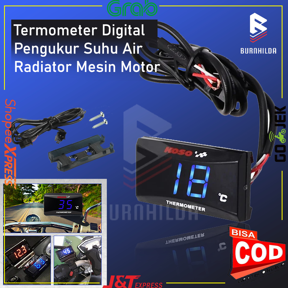 Jual Termometer Digital Pengukur Suhu Air Radiator Mesin Motor mobil motor burnhilda | Shopee ...
