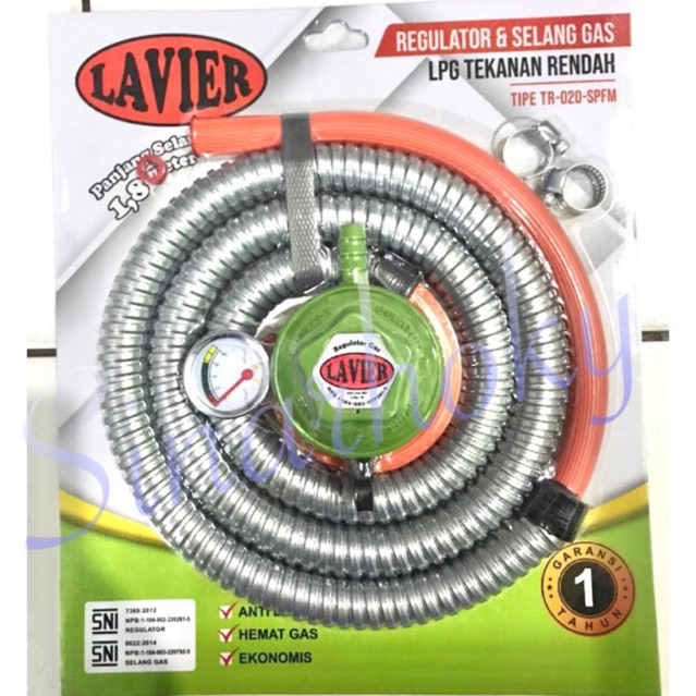Jual SET PAKET SELANG GAS + REGULATOR DENGAN METERAN LAVIER 1,8METER ...