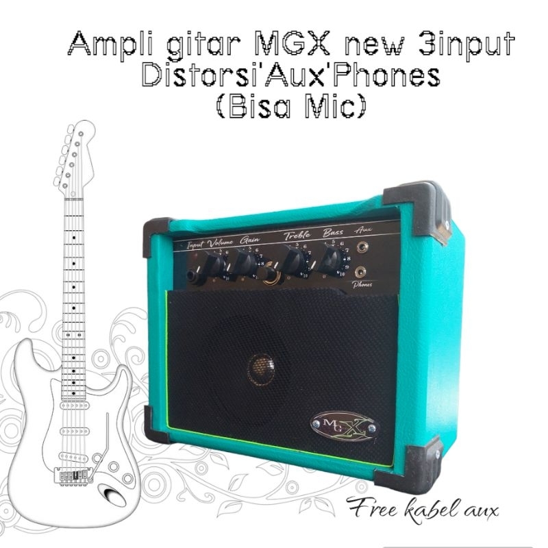 Jual Ampli gitar MGX new 3input (bisa mic) plus kabel jack free kabel ...