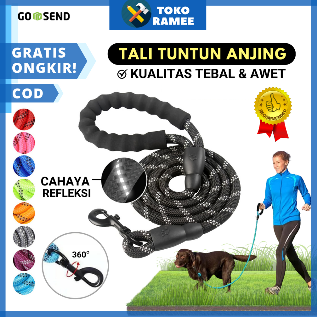 Jual Tali Tuntun Anjing / Leash Harness Anjing Panjang 1,2 cm x 12 ...