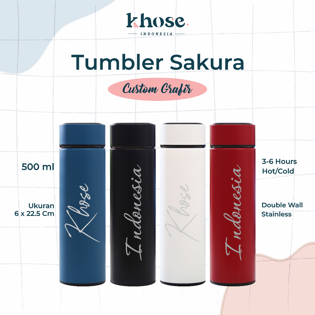 Jual KHOSE Tumblr Custom Sakura Stainless Laser Grafir 500 ml / Cetak ...