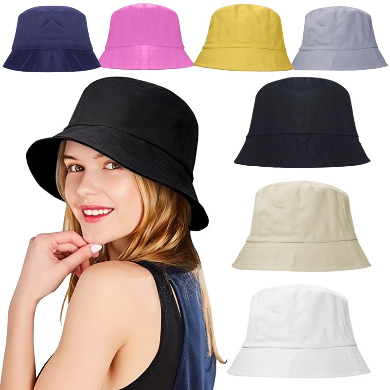 Jual Basic Bucket Hat Polos Topi Bolak Balik Bucket Plain Unisex | Shopee Indonesia