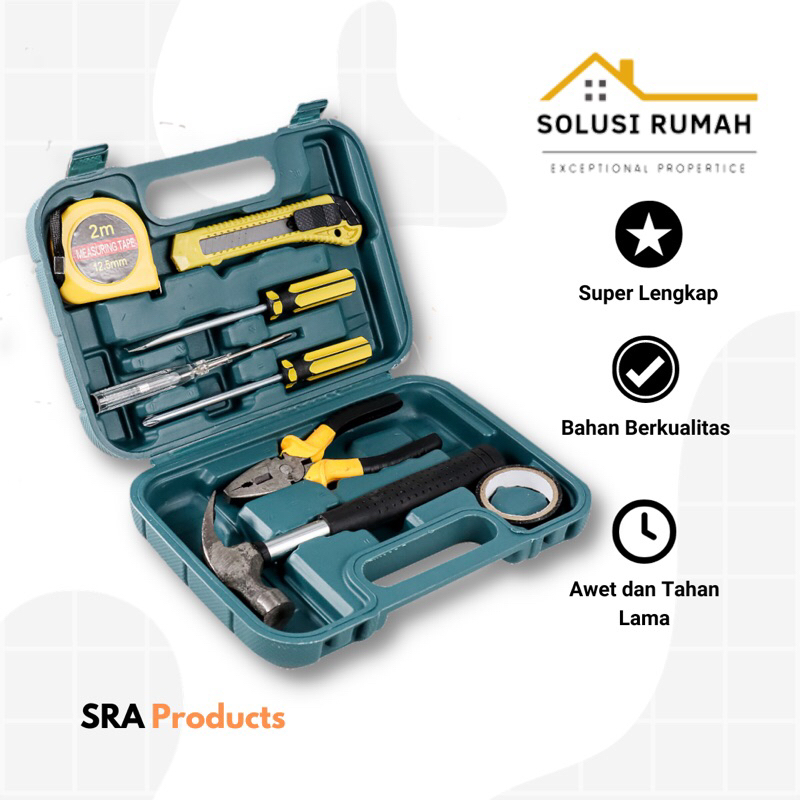Jual Tool Kit Set Tool Box Perkakas Palu Tang Obeng Cutter Alat Tukang ...