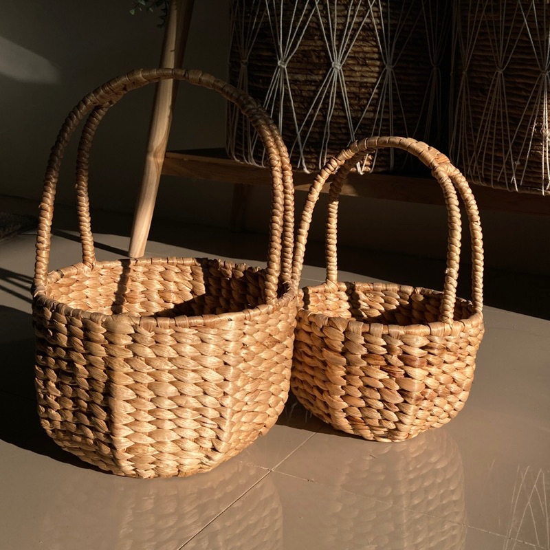 Jual Keranjang Hampers Gagang/ Box Parcel Handle besi anyaman eceng ...