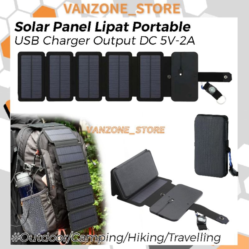 Jual Panel Solar Tenaga Surya Portable 5 Panel Lipat USB Output Charger ...