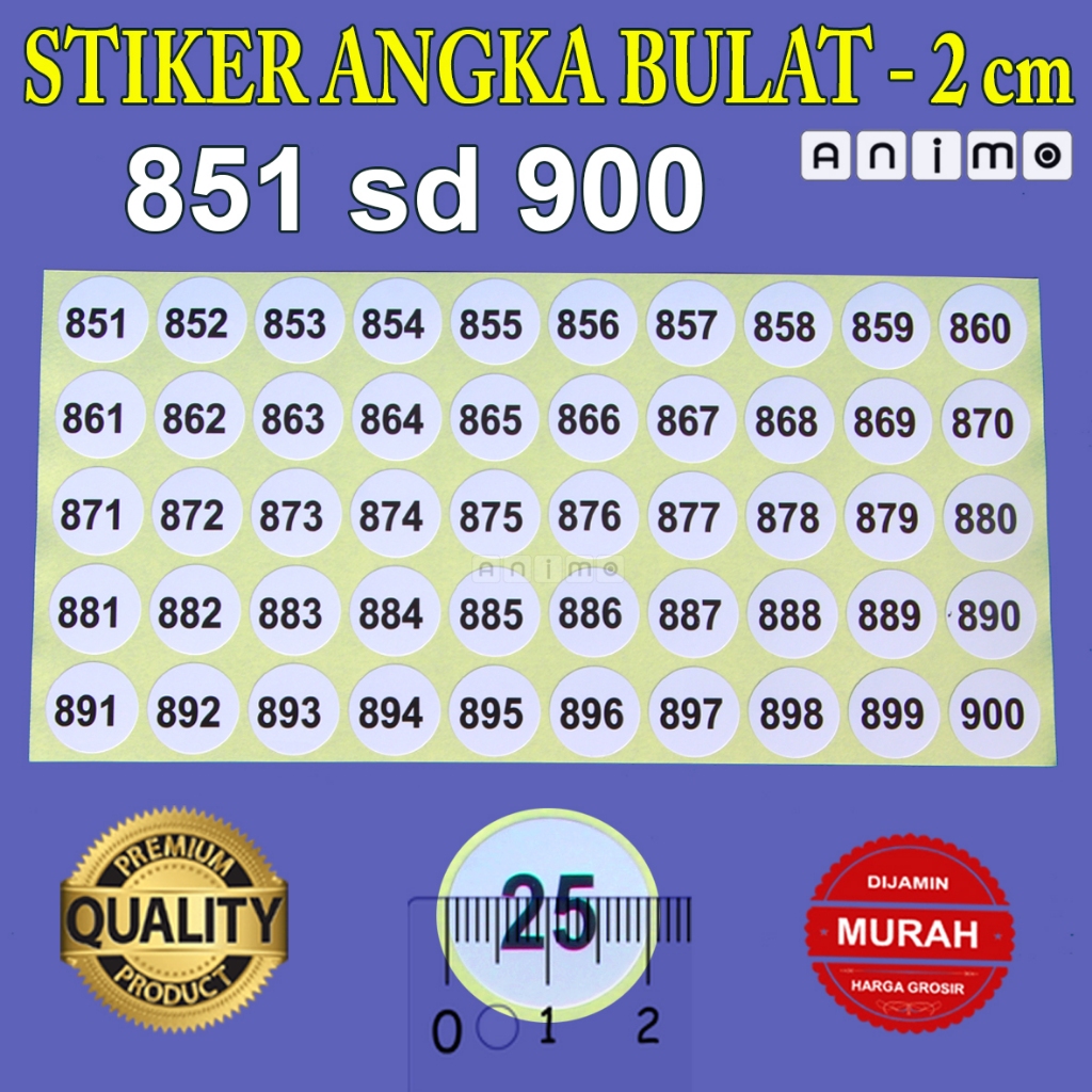 Jual LABEL - STIKER ANGKA BULAT 2 CM - ROUND NUMBER STICKERS 2 CM ...
