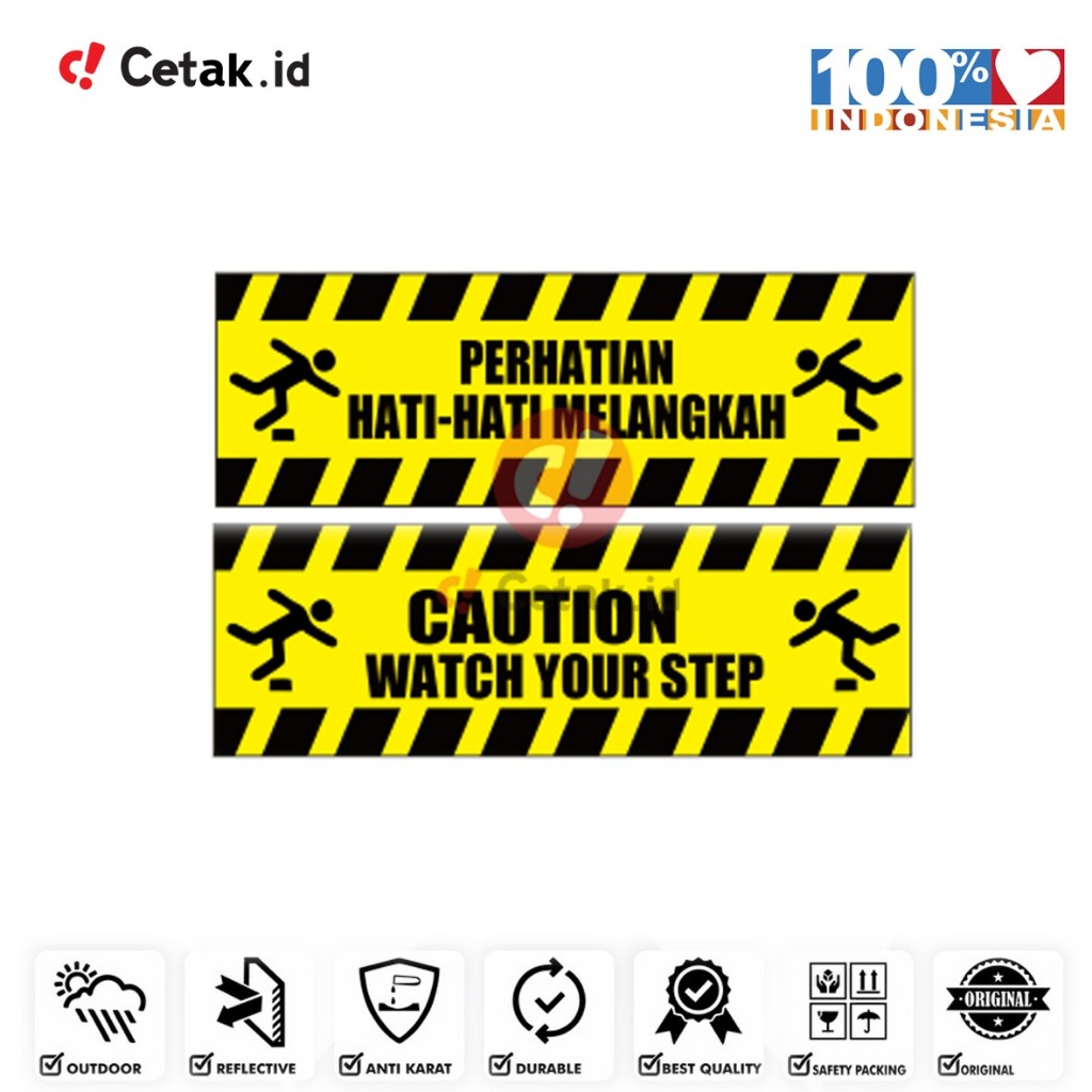 Jual Sign Seticker Perhatian Hati-hati Melangkah/Caution watch your ...