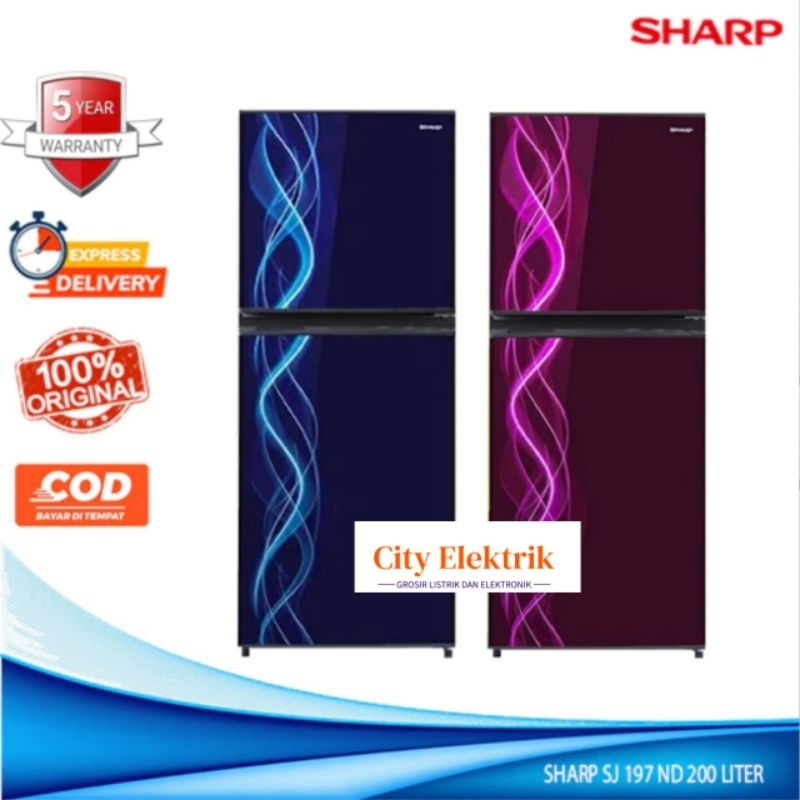 Jual Kulkas 2 Pintu SHARP SJ 197 ND Tanpa Bunga Es Low Watt | Shopee ...