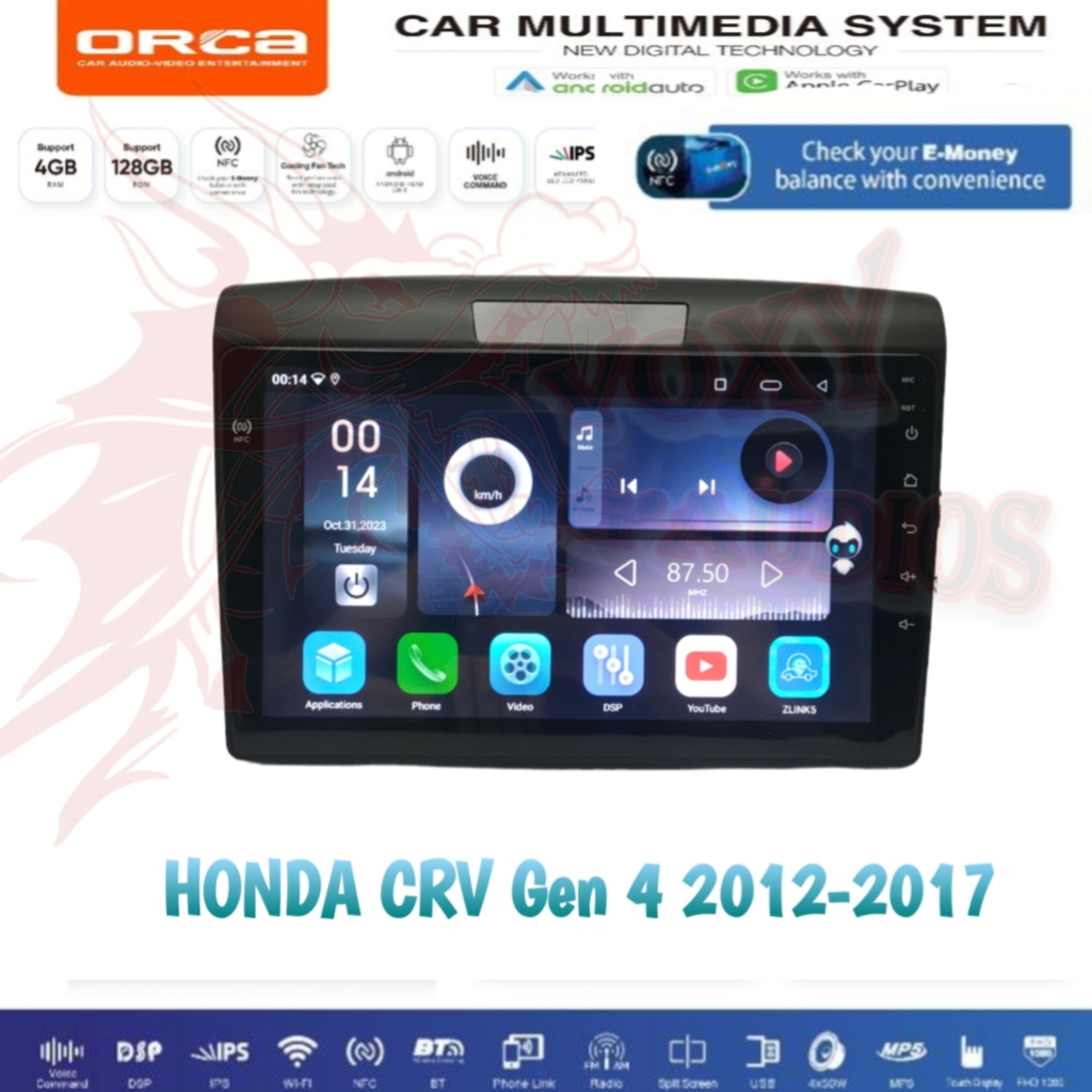 Jual Head Unit Android Orca Carplay DSP IPS Honda Crv 2012-2016 9 inch pnp 4GB-128GB COOLING FAN ...