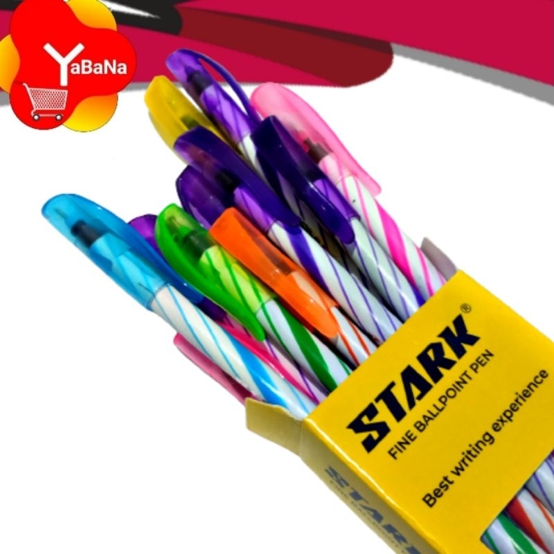 Jual Bolpen Pen Lilin Pen motif Ulir Merk Stark isi 12pcs | Shopee ...