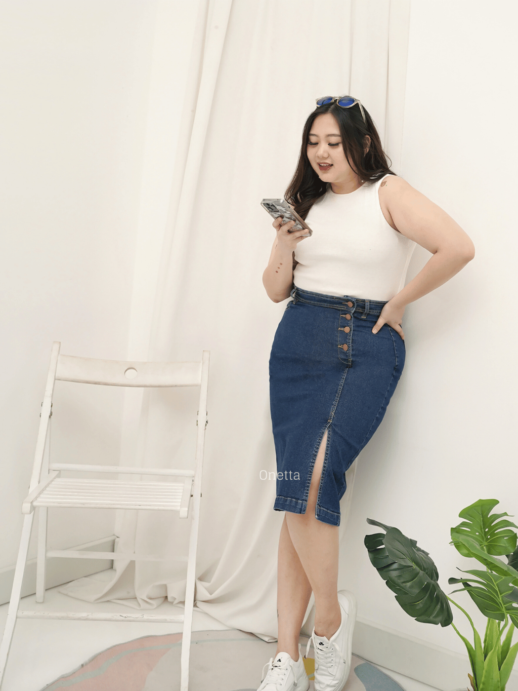 Jual Rok Jeans Wanita Span Pendek Selutut 4 Buttons MELISSA SKIRT ...