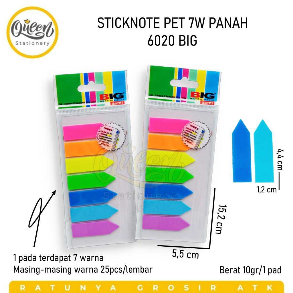 Jual 1 PAD STICKNOTE PET 7W PANAH 6020 BIG STICKY NOTES BOOKMARKER ...
