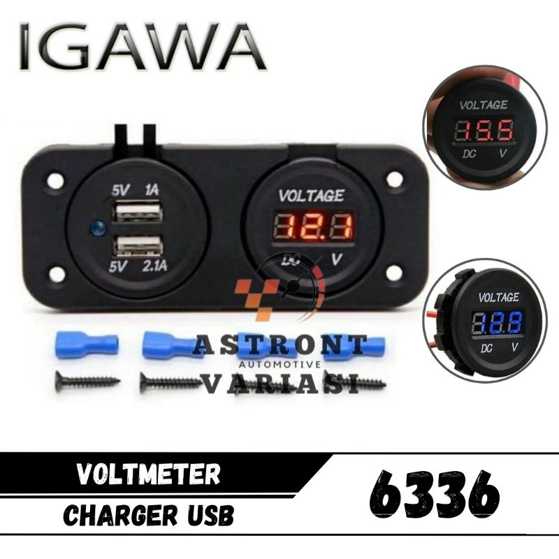 Jual Voltmeter Aki Tanam Plus Charger Usb Waterproof Universal Volt Meter 2 In 1 | Shopee Indonesia
