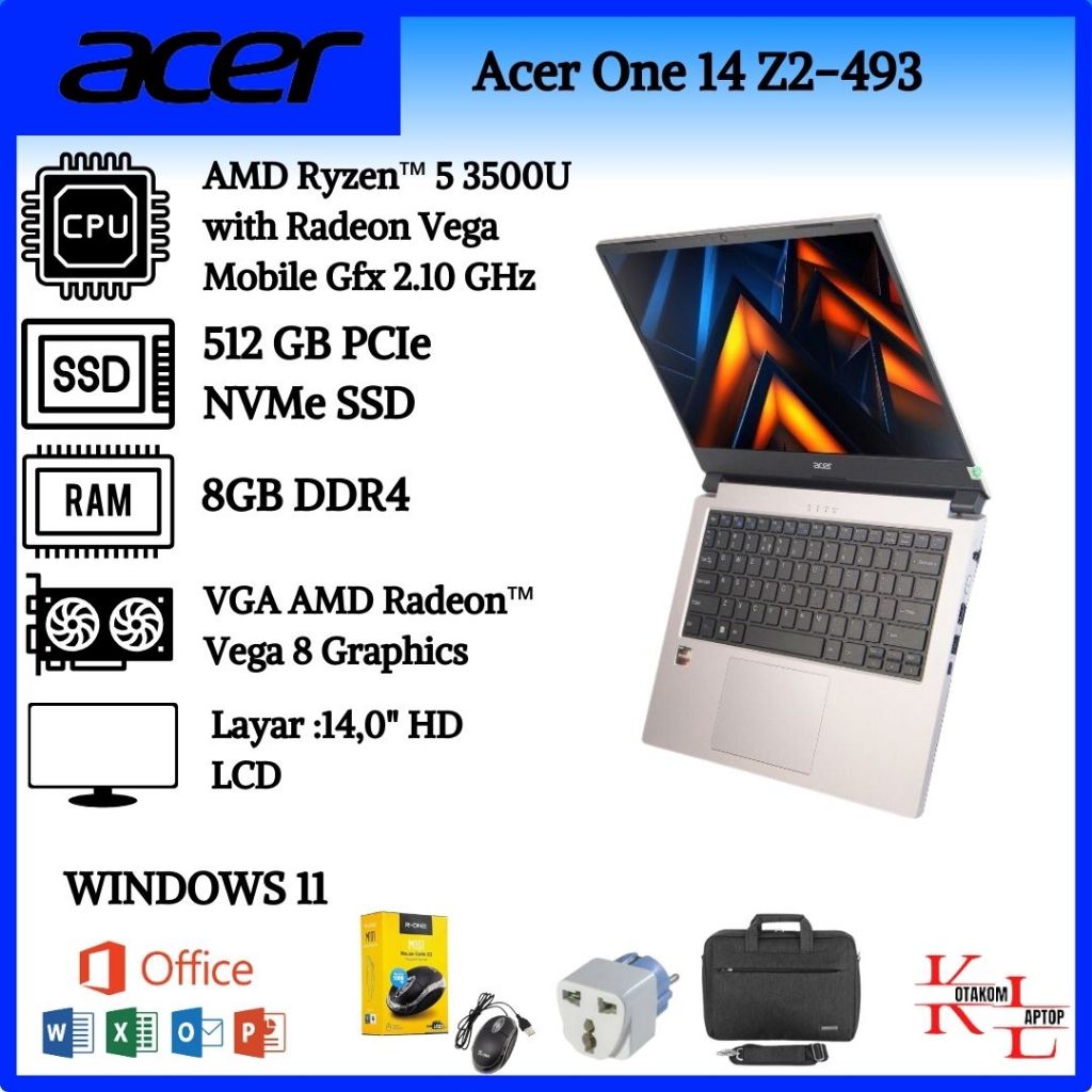 Jual Acer One 14 Z2-493 with AMD Ryzen 5 and 8GB RAM and 512GB SSD ...