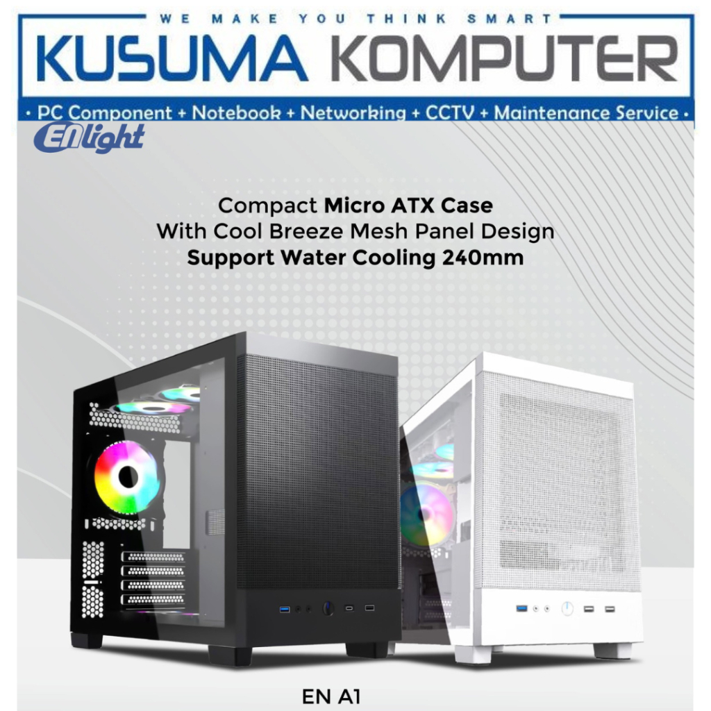 Jual Casing ENLIGHT A1 Black / White Micro ATX Gaming Case | Shopee ...