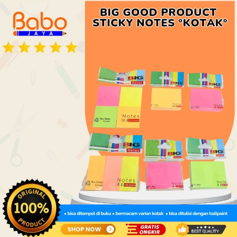 Jual BABO JAYA BIG GOOD PRODUCT STICKY NOTES KOTAK VARIAN | Shopee ...