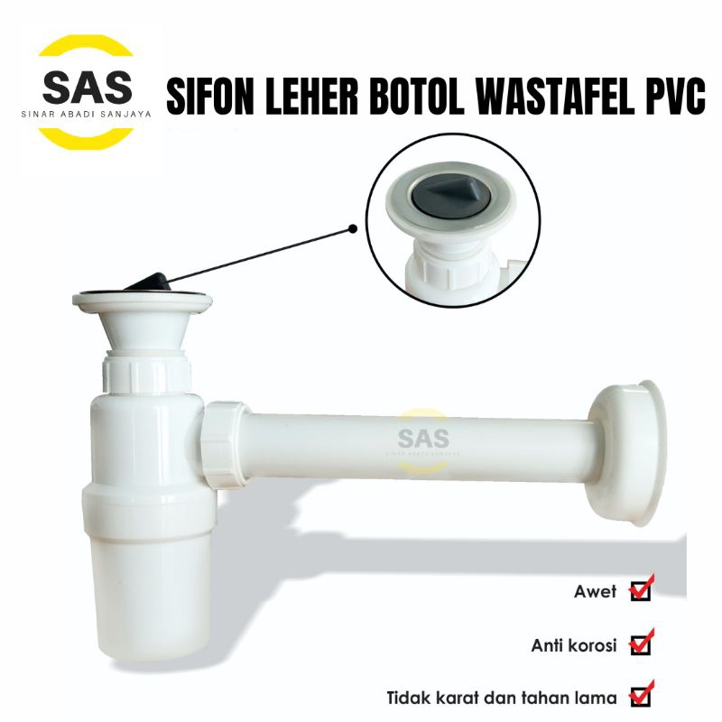 Jual [SAS] Sifon Leher Botol Leher Angsa Wastafel PVC / Sifon ...