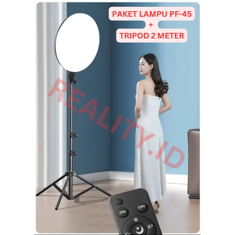 Jual [PAKET] TRIPOD 2 METER + LAMPU MUA PF-45 18 INCH STUDIO FOTO VIDEO MUA MAKEUP SELFIE KONTEN ...