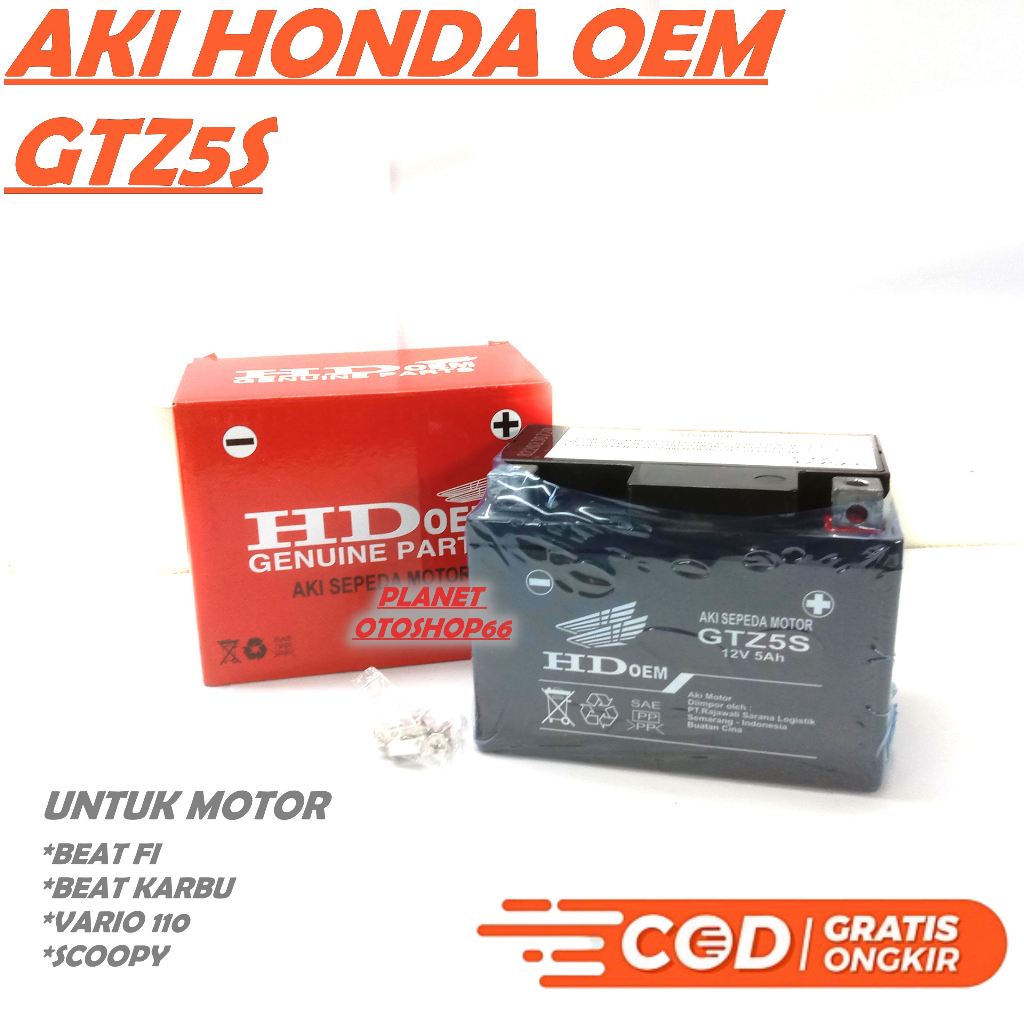 Jual AKI KERING HONDA OEM GTZ5S 5 AMPER / HONDA BEAT FI / BEAT KARBU / SCOOPY / VARIO 110 ...