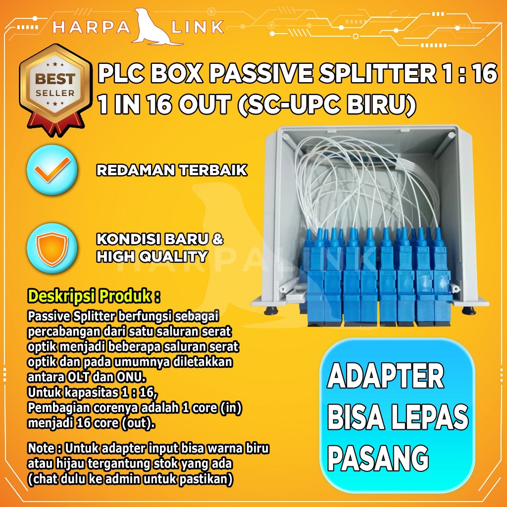 Jual Passive Splitter Box 1:16 SC UPC PLC Box 1:16 SC UPC Fiber Optik ...