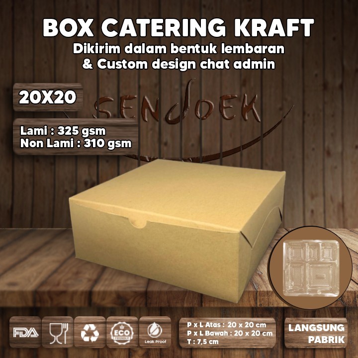 Jual BOX KOTAK NASI UKURAN 20 X 20 | DUS KATERING KRAFT LAMINASI 325 ...