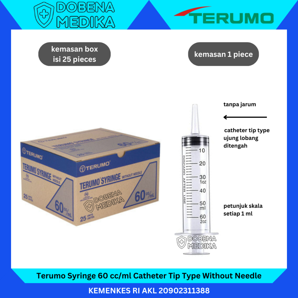 Jual Terumo Syringe 60 ml Catheter Tip Type isi 25 | Shopee Indonesia