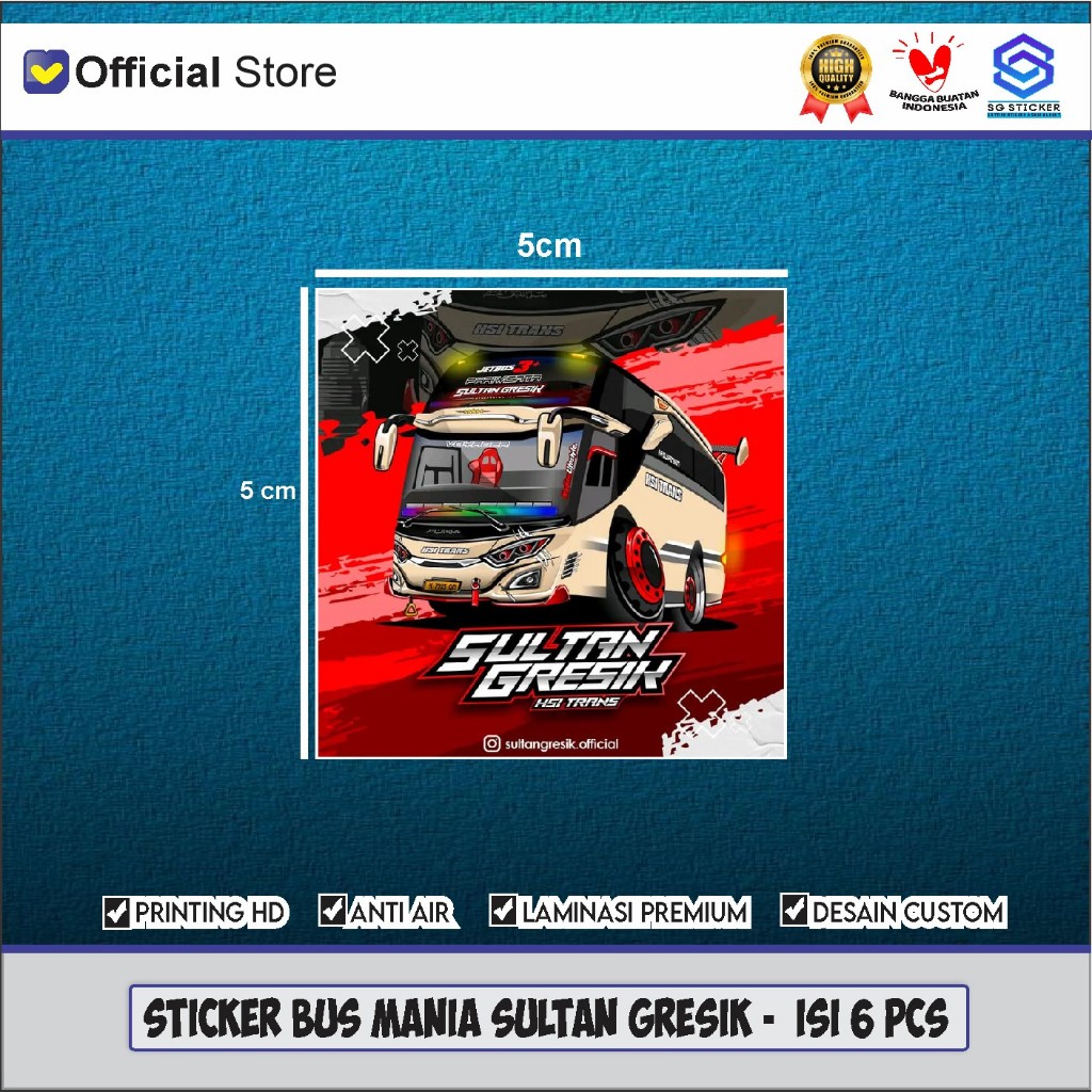 Jual Stiker Bus Mania Bus Sulthan Gresik Sticker Vinly Printing HD isi ...