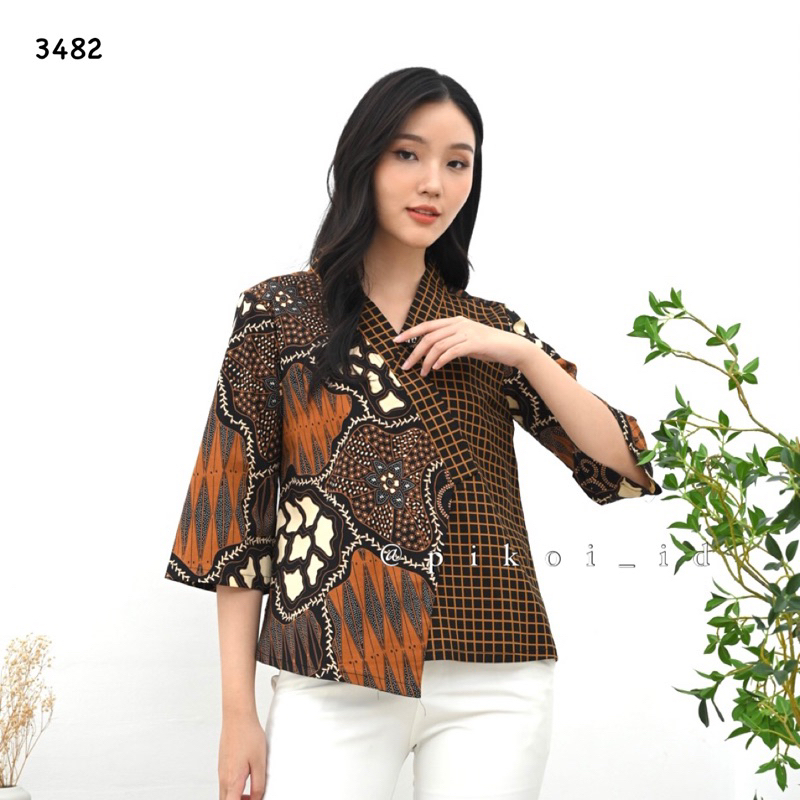 Jual Batik wanita / atasan batik wanita / baju batik kimono wanita modern / seragam kerja kantor ...