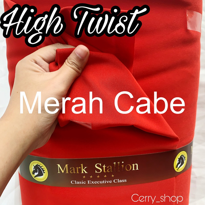Jual kain meteran eceran merah cabe high twis mark stallion seragam nat ...