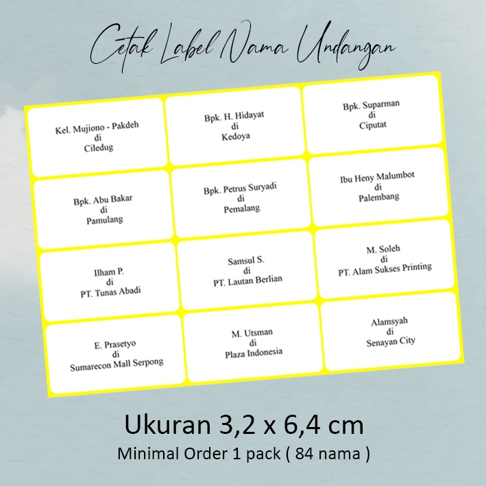 Jual Cetak Sticker Label 103 undangan / Print Label Nama Sticker Nama ...
