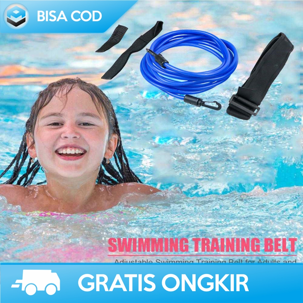 Jual ALAT LATIHAN RENANG RESISTANCE BAND SWIMMING BELT 4 METER TALI ...