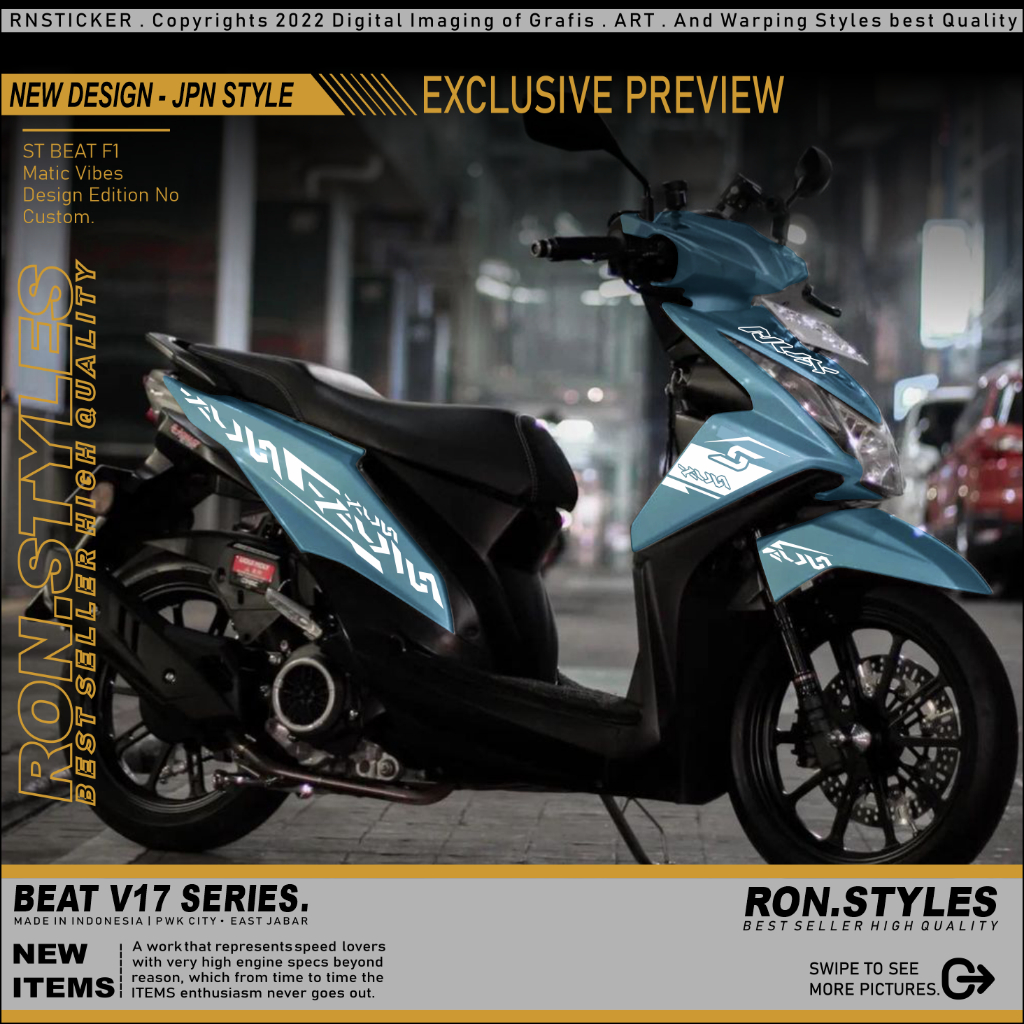 Jual BTV17 CUTTING STICKER STRIPING VARIASI BEAT FI 2013-2015 STRIPING ...