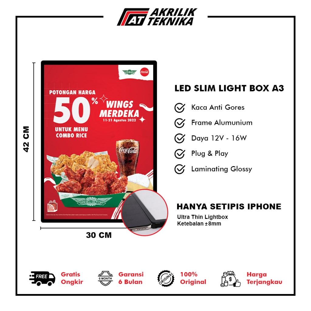 Jual Frame Bingkai Display Poster LED Lampu Akrilik Slim Light Box - Ukuran A3 | Shopee Indonesia