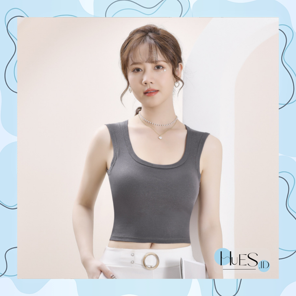 Jual HUES.ID Laura Crop Tanktop With Cup Bra 1121 | Shopee Indonesia